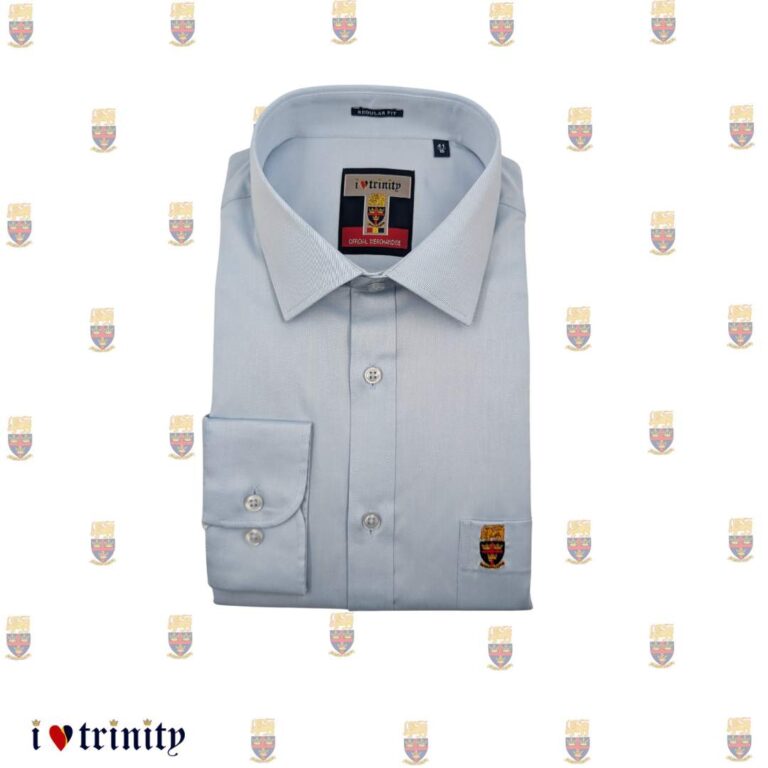 Men’s long sleeve shirt with Trinity College Logo embroidery – Light ...